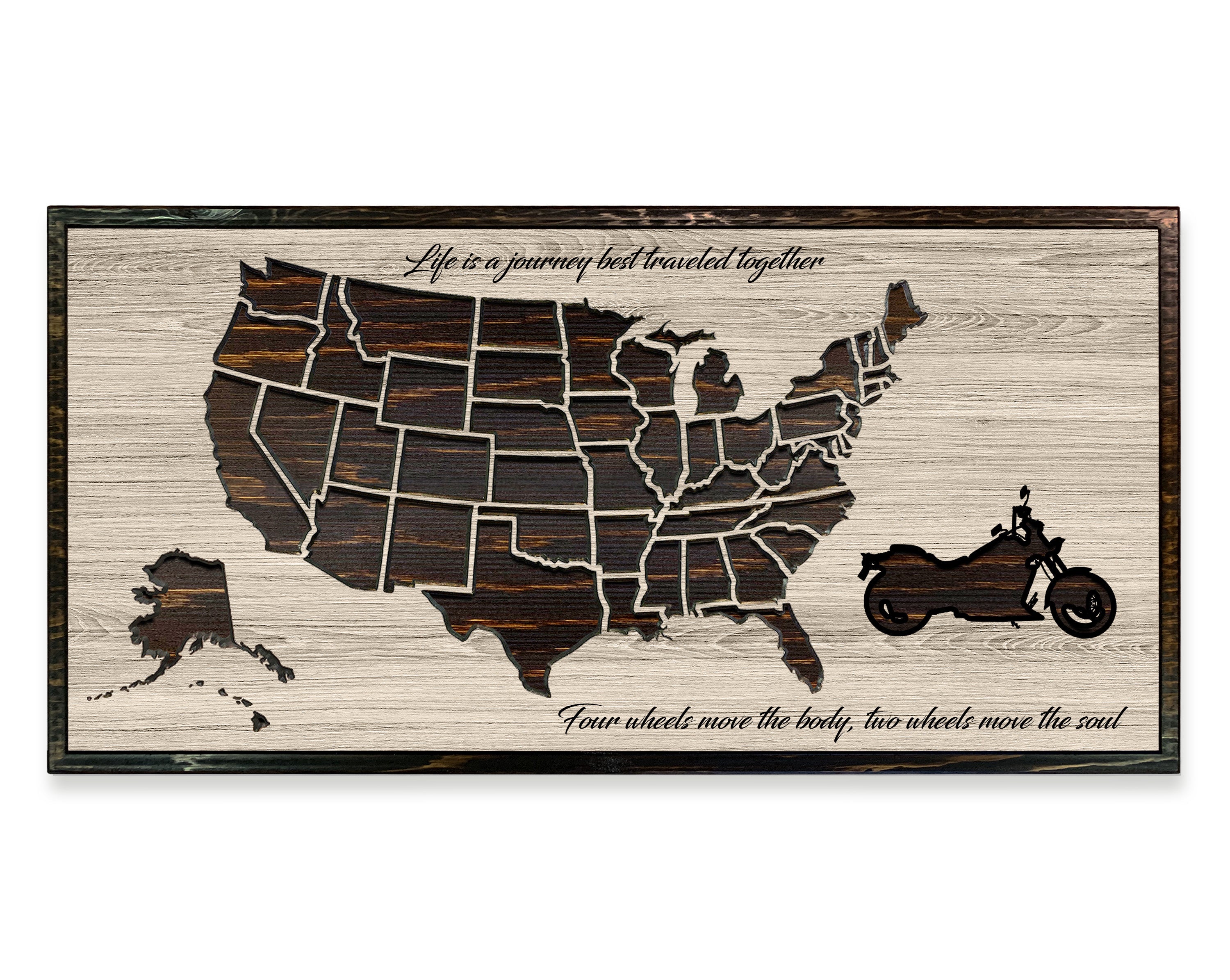 US Push Pin Motorcyle Map - Custom Made