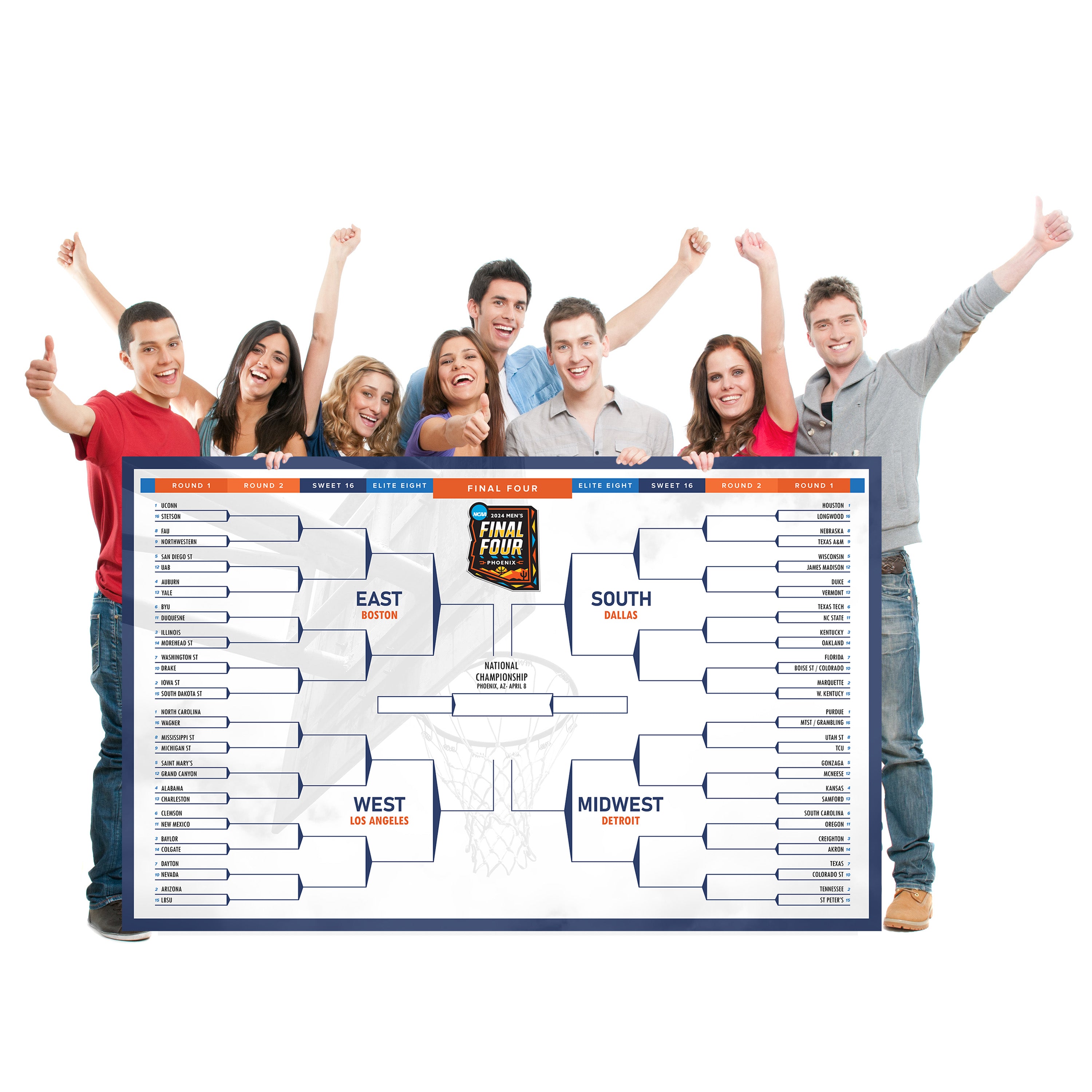 Extra Large March Madness Bracket - Vinyl Banner - Interactive