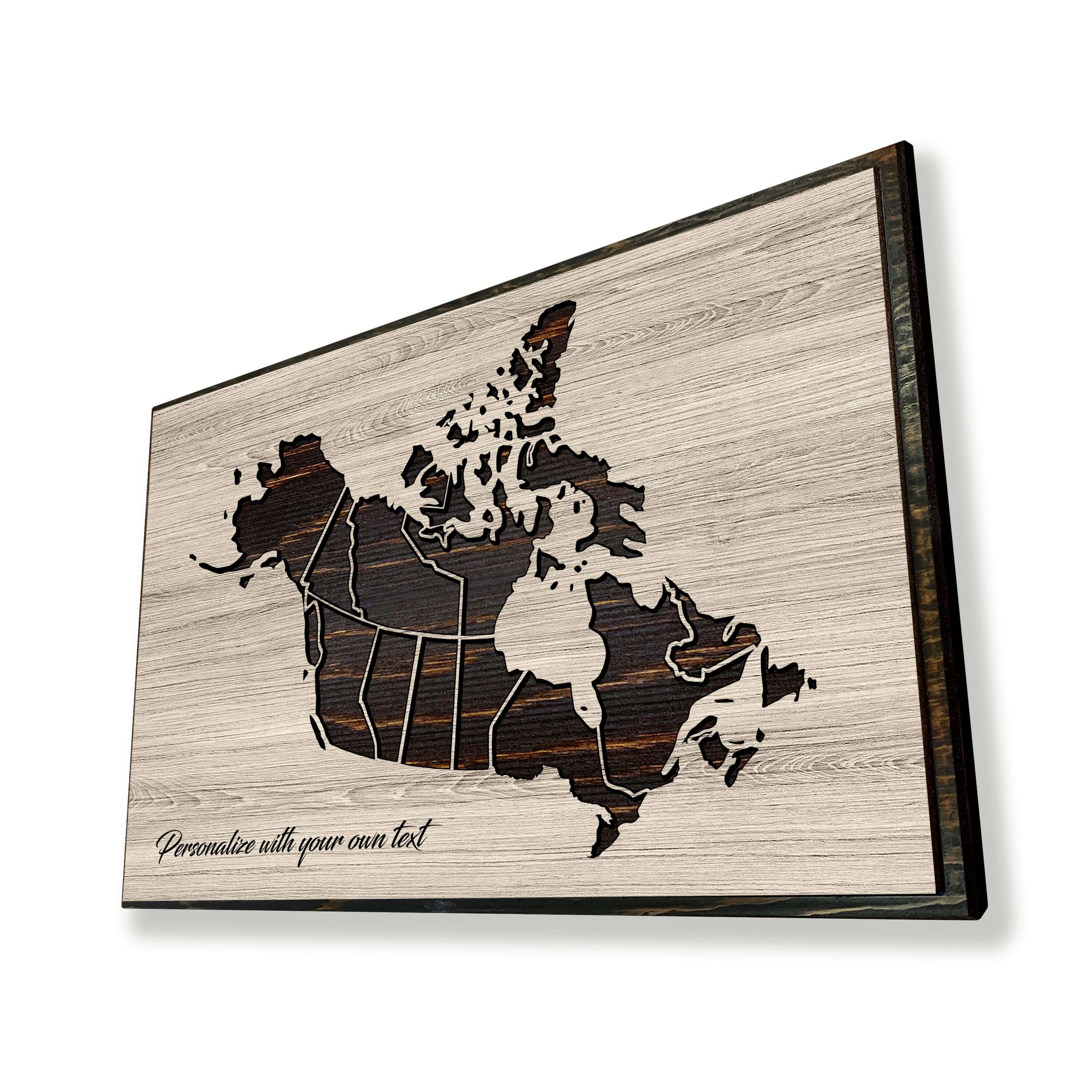 Canada Push Pin Map - Carved Wood Map Wall Art - Customize