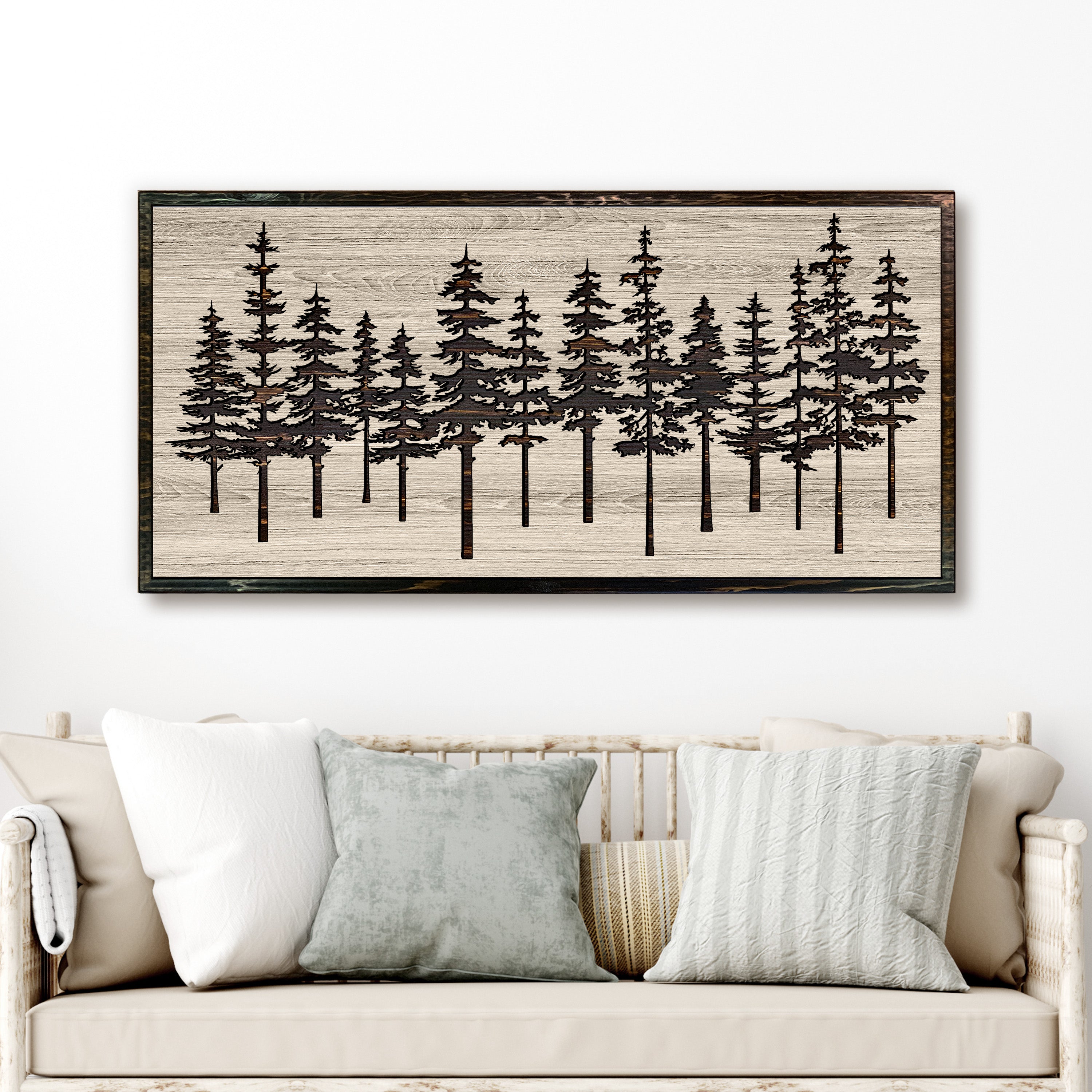 Pine Tree Forest Art - Custom Carved Wood Wall Art - Howdy Owl