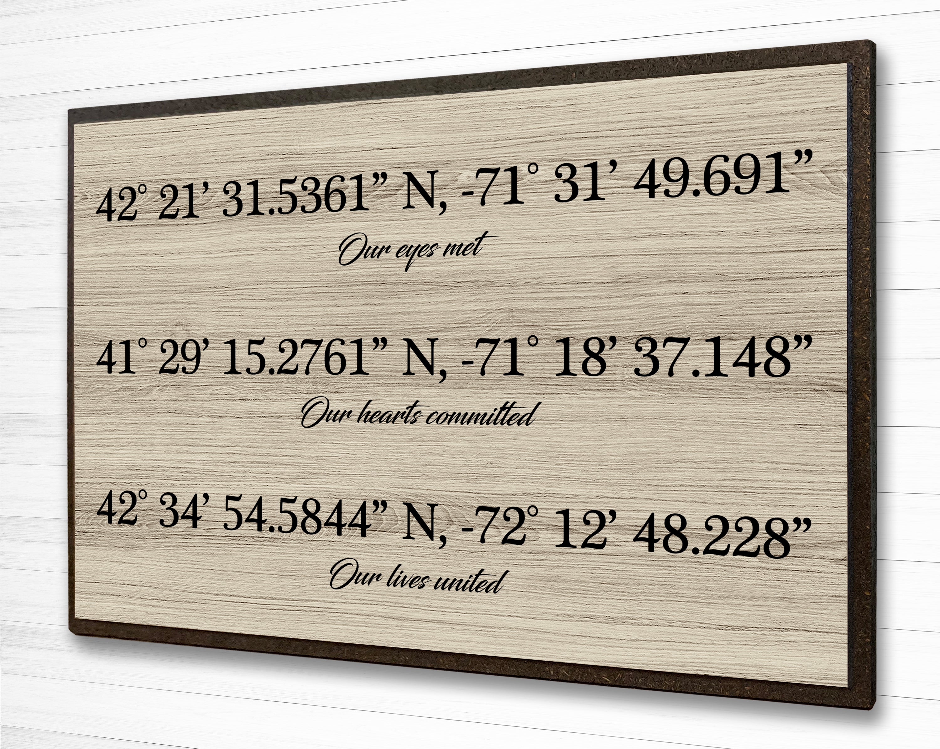 Where We Met, Engaged, Married - Coordinates Sign